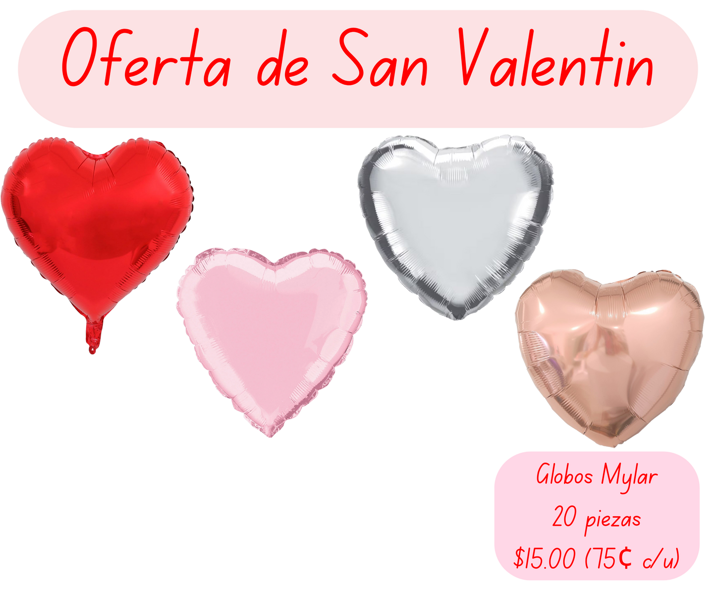 Globos mylar Corazón 18" precio por 20pcs – Genesis Party and Crafts ...